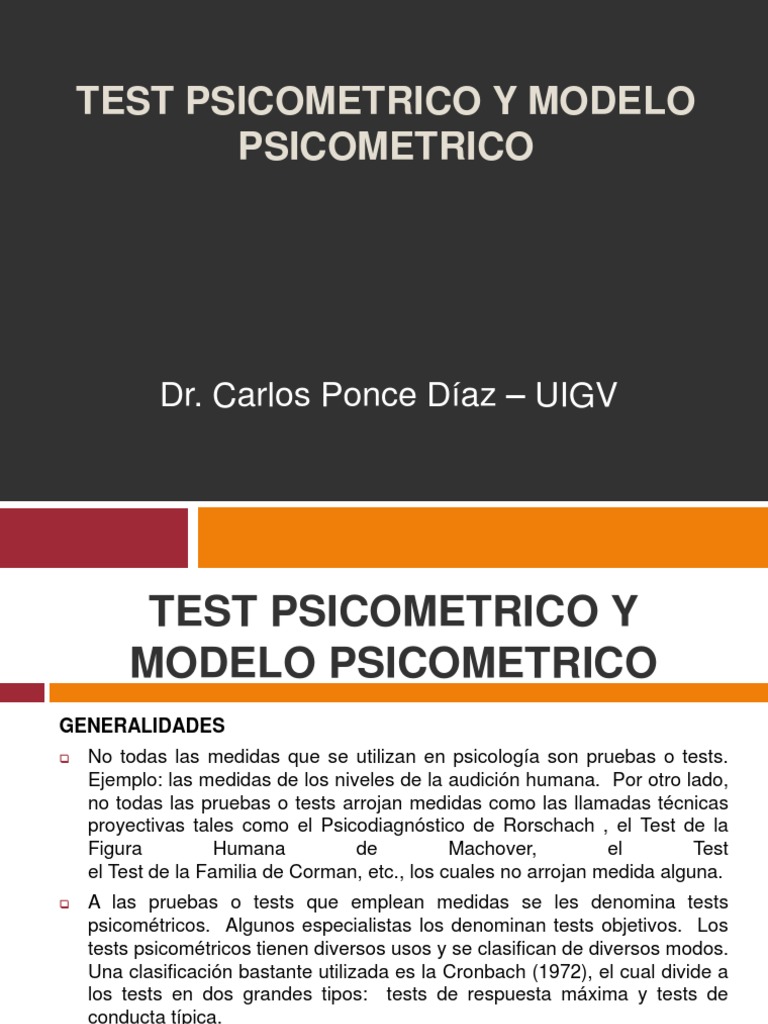 Definiciones y Tipos de Tests Psicométricos | PDF | Validez ...