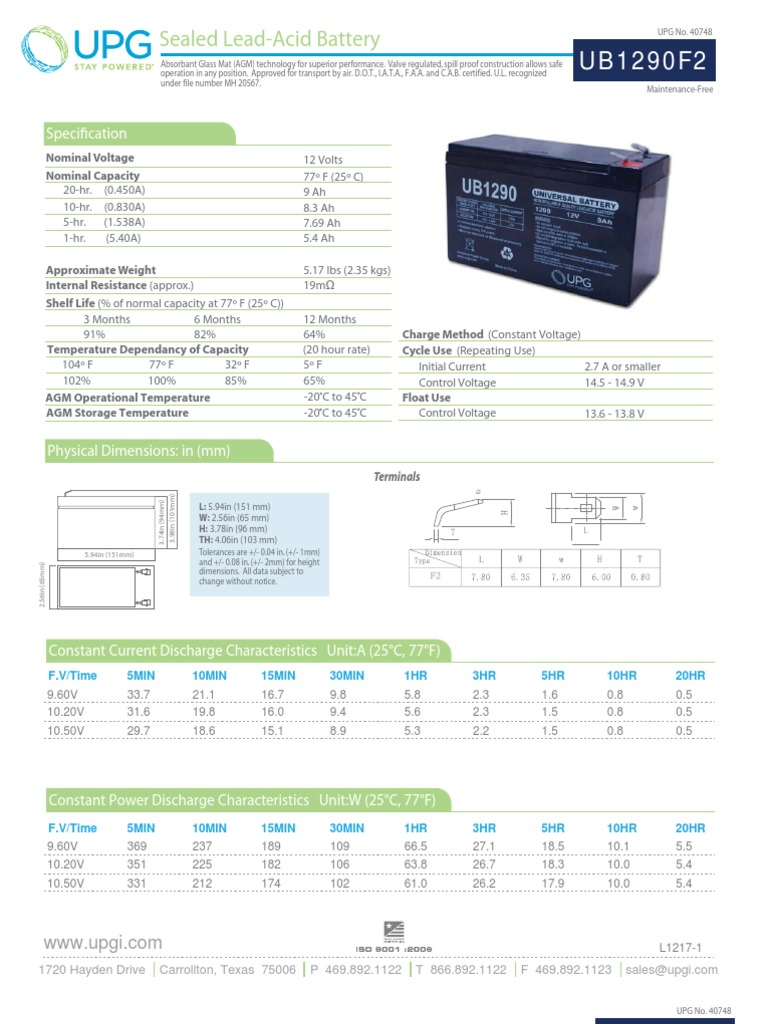 Sealed Lead-Acid AGM Battery Specs | PDF | Science & Mathematics ...