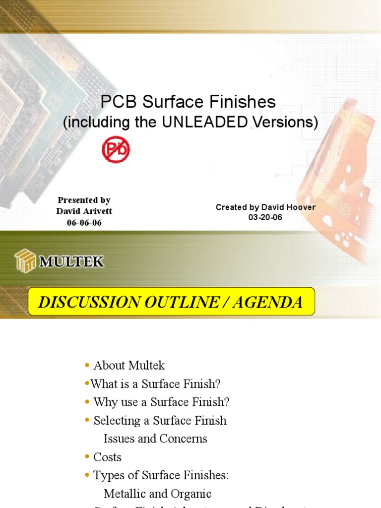 PCB Surface Finishes Presentation by Multek | PDF | Printed Circuit ...