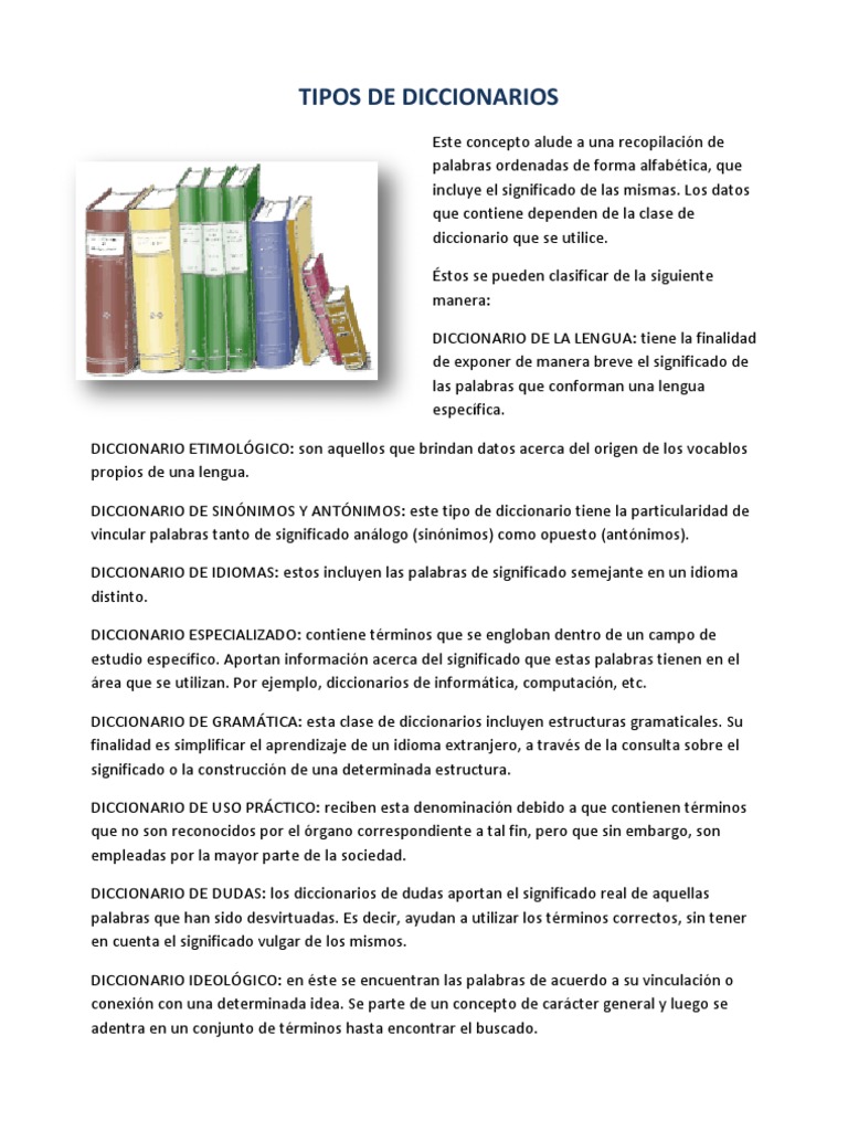 Tipos de Diccionarios | PDF