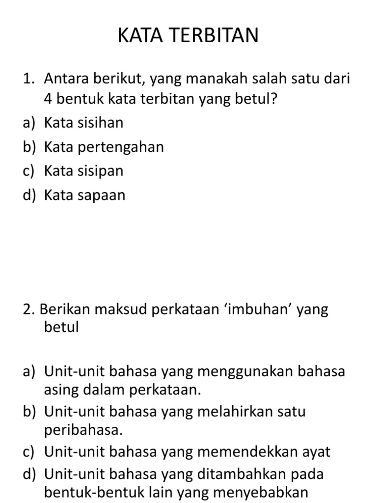 Pengertian dan Contoh Kata Terbitan | PDF | Seni & Disiplin Bahasa