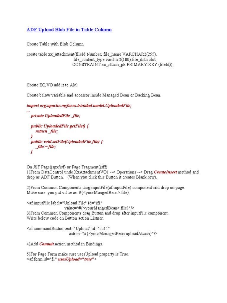 Adf Upload Blob File In Table Column Pdf Class Computer Programming Method Computer 