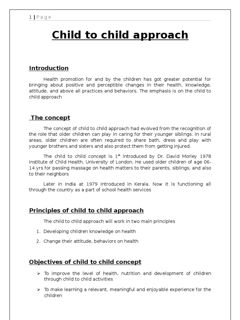 Child to Child Approach | Health Care | Public Health