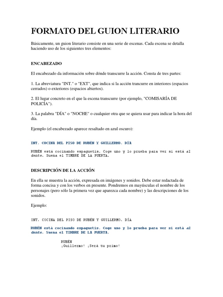 Formato De Guion De Cortometraje