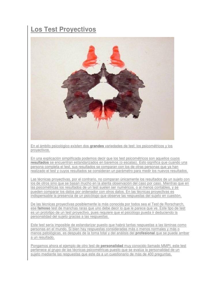 Los Test Proyectivos | PDF | Psicoanálisis | Sicología