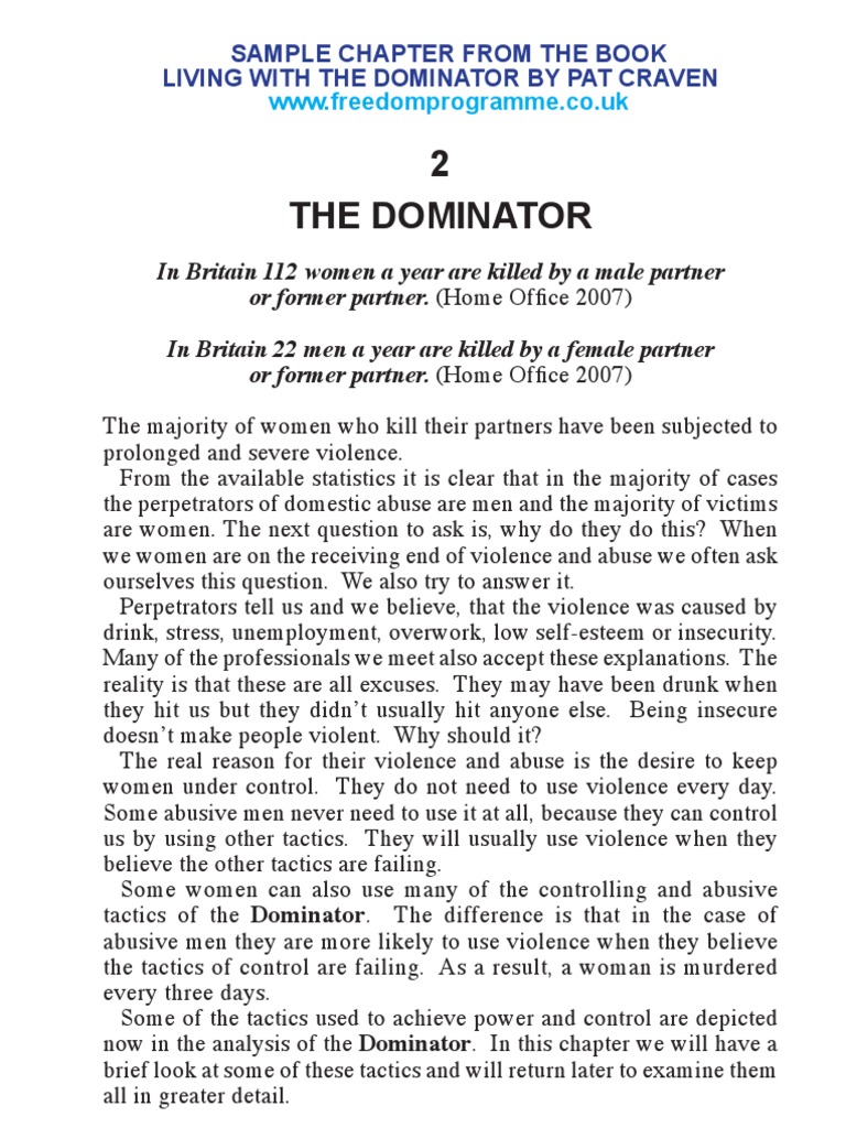 Living With The Dominator by Pat Craven | PDF | Domestic Violence ...
