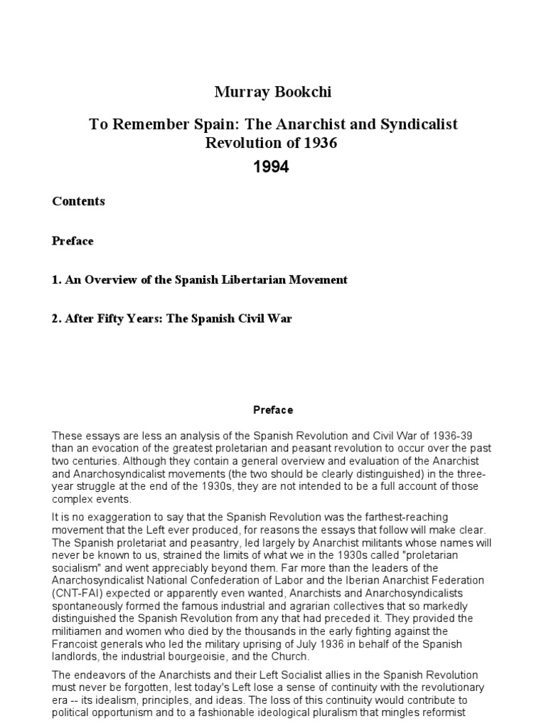 Murray Bookchin - 1994 - To Remember Spain The Anarchist and ...