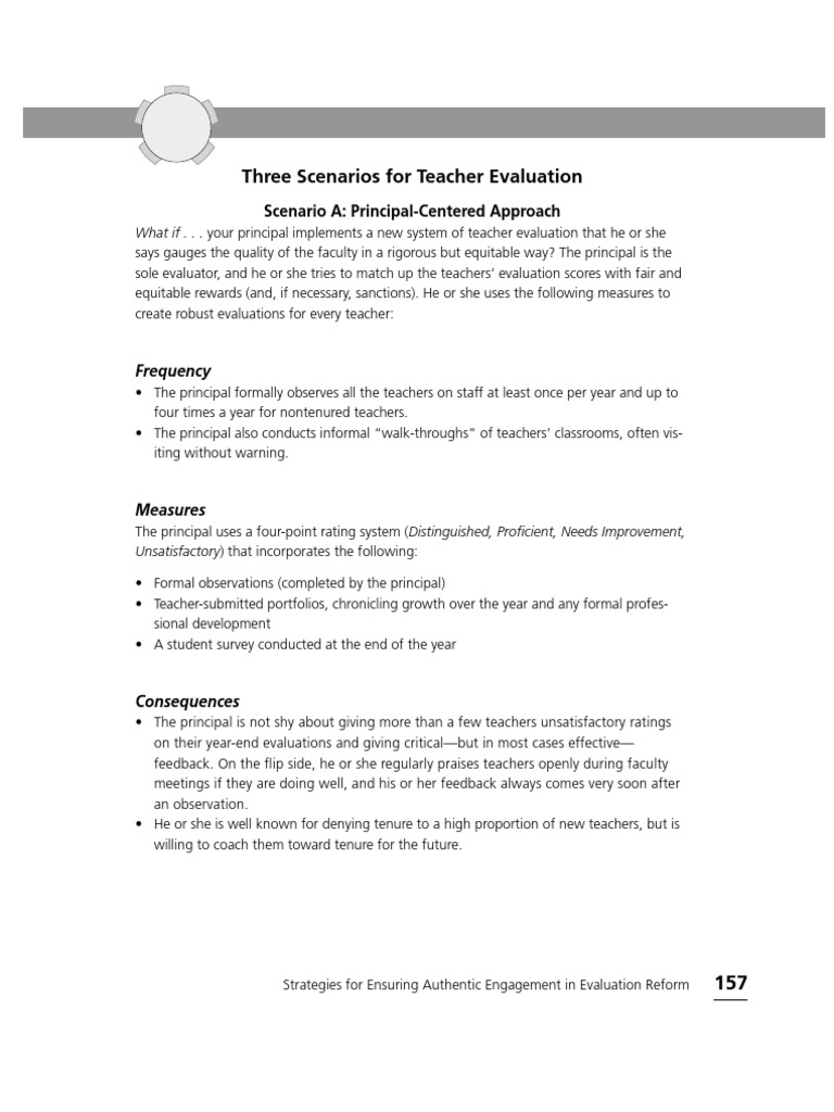 Three Scenarios For Teacher Evaluation (Excerpt From Everyone at The ...