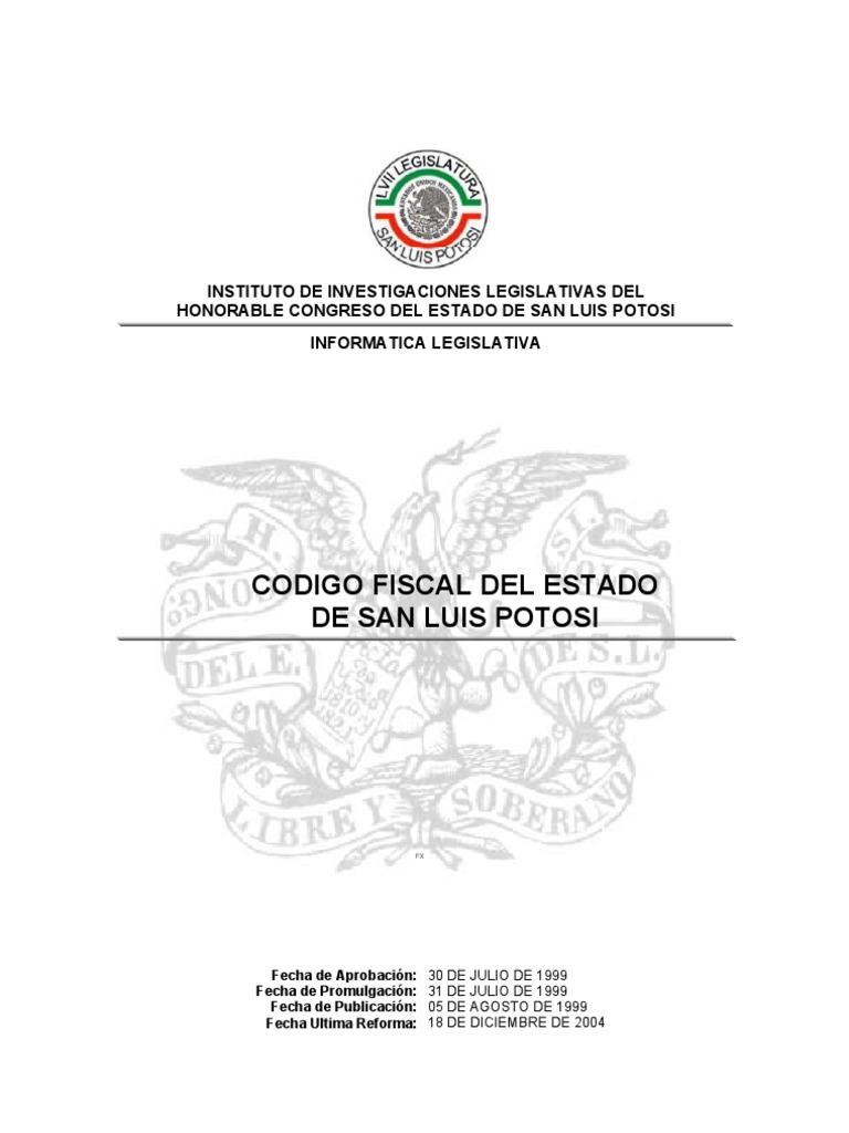 Codigo Fiscal SLP | PDF | Finanzas y dinero
