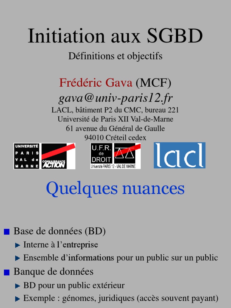 Cours Intro SGBD | PDF | Base de données relationnelle | Architecture de logiciel