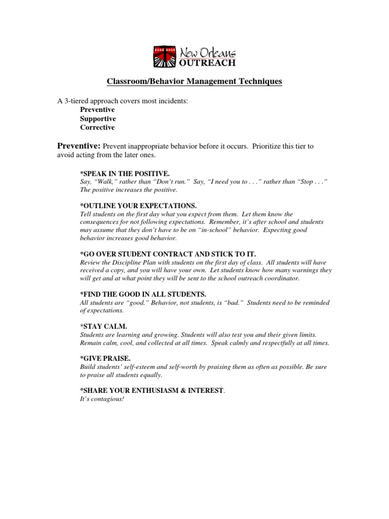Classroom Behavior Management Techniques | PDF | Teachers | Behavior