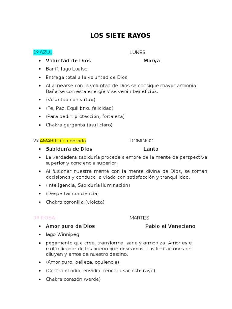 Los Siete Rayos-1 | PDF | Salud y bienestar