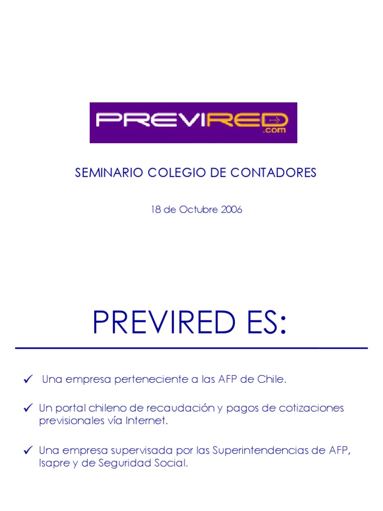 Previred 091103100502 Phpapp01 | PDF | Chile | Economía (general)
