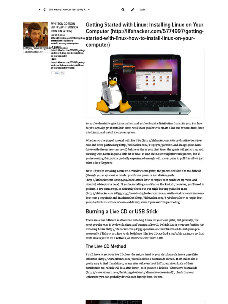 Getting Started With Linux - Installing Linux On Your Computer | PDF | Linux Distribution | Booting