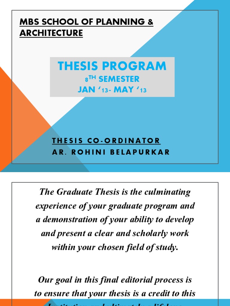 Thesis Program: Mbs School of Planning & Architecture | PDF | Thesis