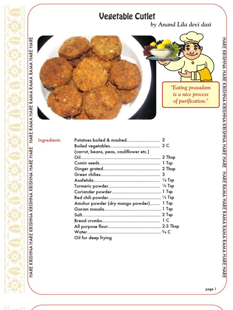ISKCON Desire Tree - Vegetable Cutlet | PDF | Breads | Vegetables