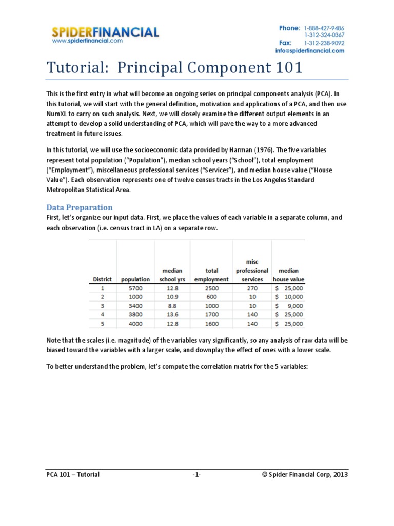 Principal Component Analysis Tutorial 101 With NumXL | PDF | Principal ...