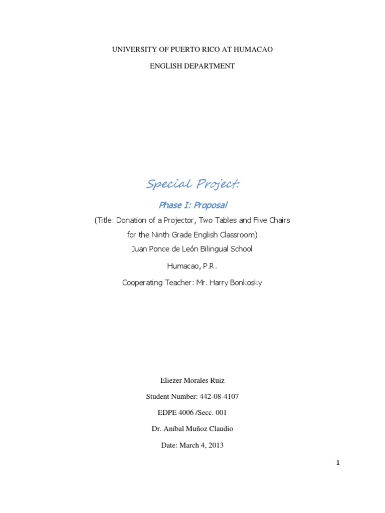 Special Project - Phase I | PDF | Classroom | Teachers