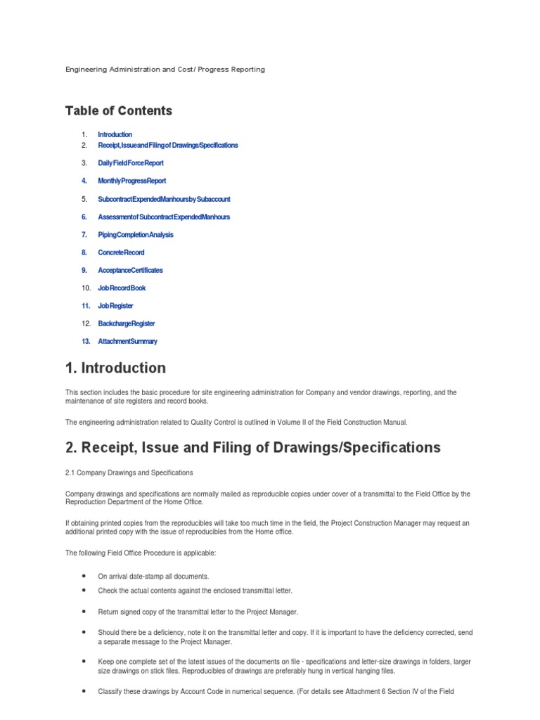 Engineering Administration & Progress Reporting | PDF | Construction ...