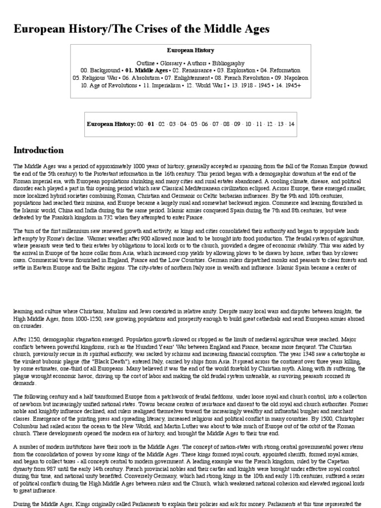 The Crises of the Middle Ages: Population Decline, Plague, and the ...