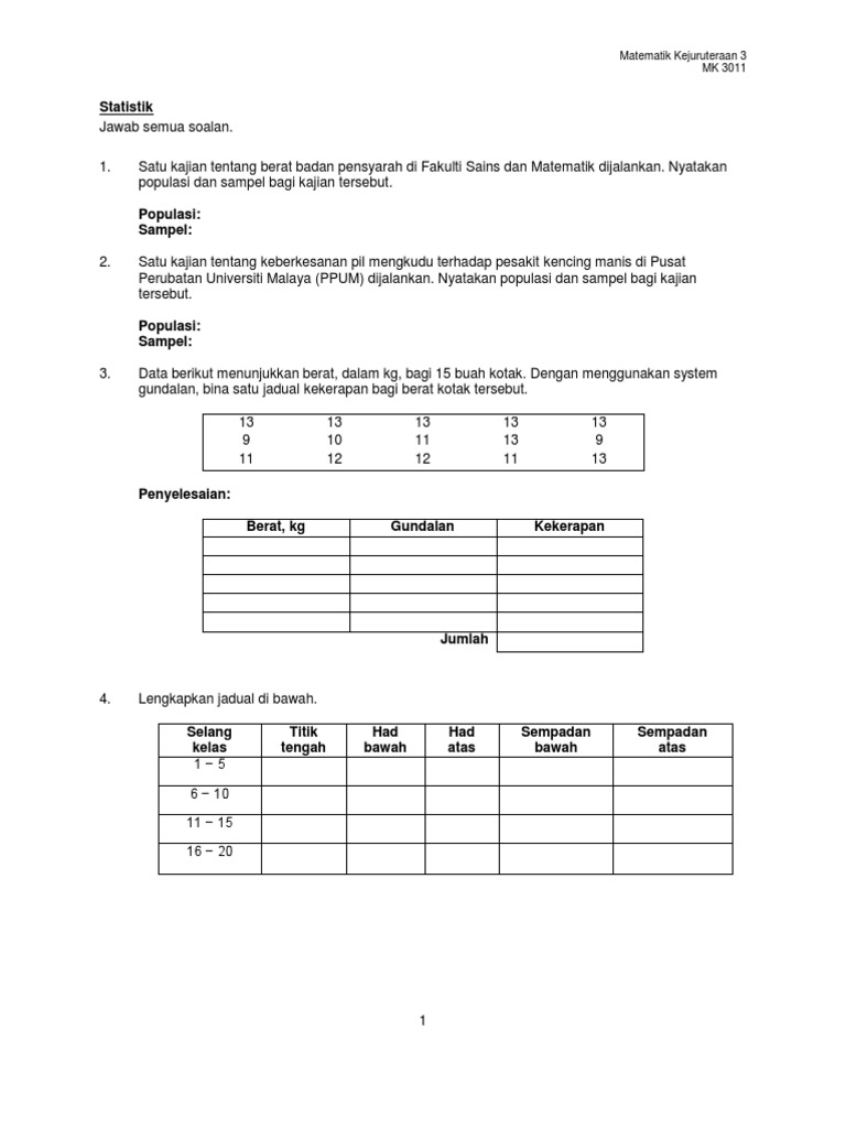 Modul Matematik Statistik Pengenalan | PDF