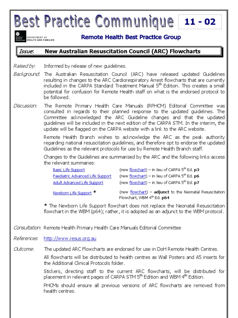 Updated ARC Pediatric Resuscitation Guidelines | PDF
