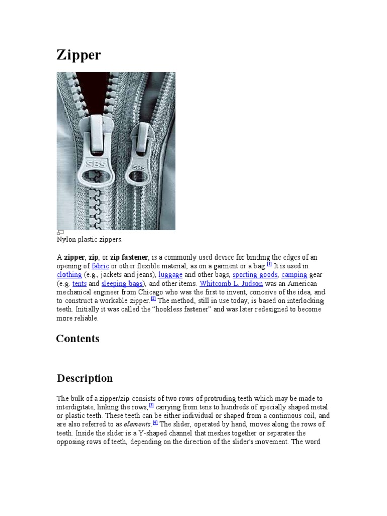 Zipper: Fabric Clothing Luggage Sporting Goods Camping Tents Sleeping ...