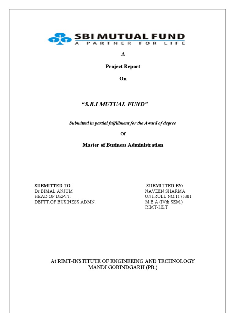 Sbi Project | PDF | Mutual Funds | Investor