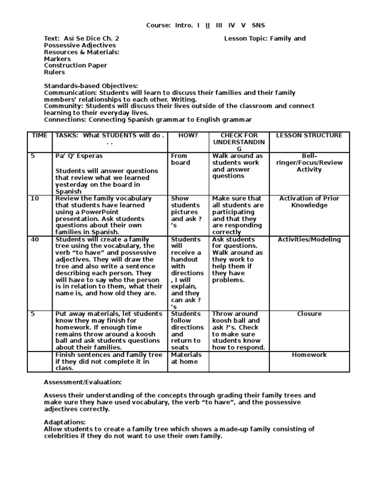 Family Tree Lesson Plan | PDF | Educational Assessment | Epistemology