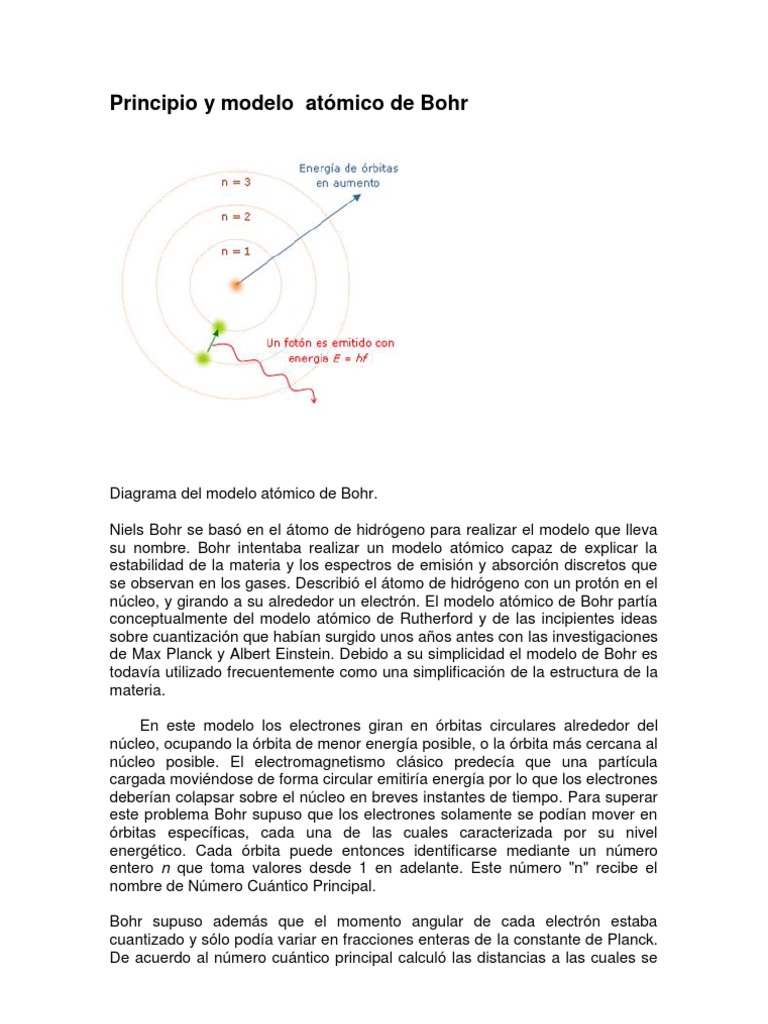 Principio y Modelo Atómico de Bohr | PDF | Mecánica cuántica | Ligero