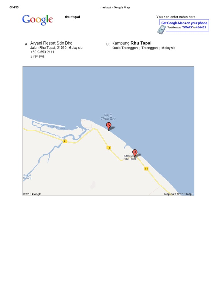 Rhu Tapai - Google Maps | PDF | Career & Growth