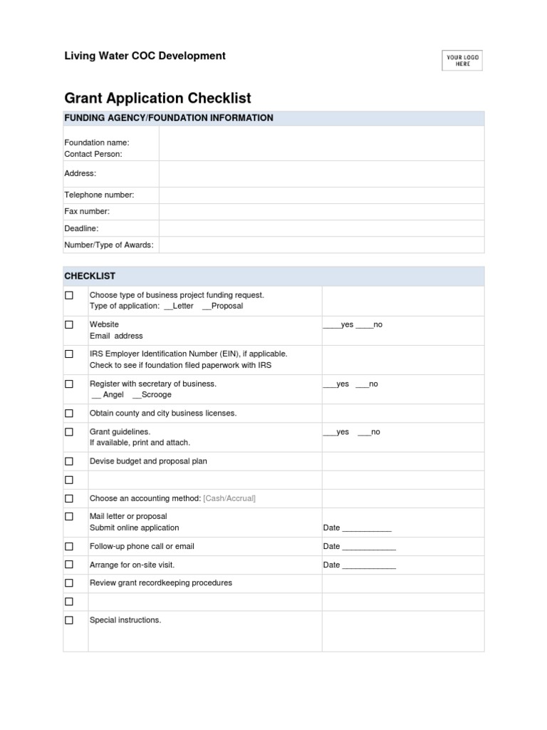 Grant Application Submission Checklist | PDF