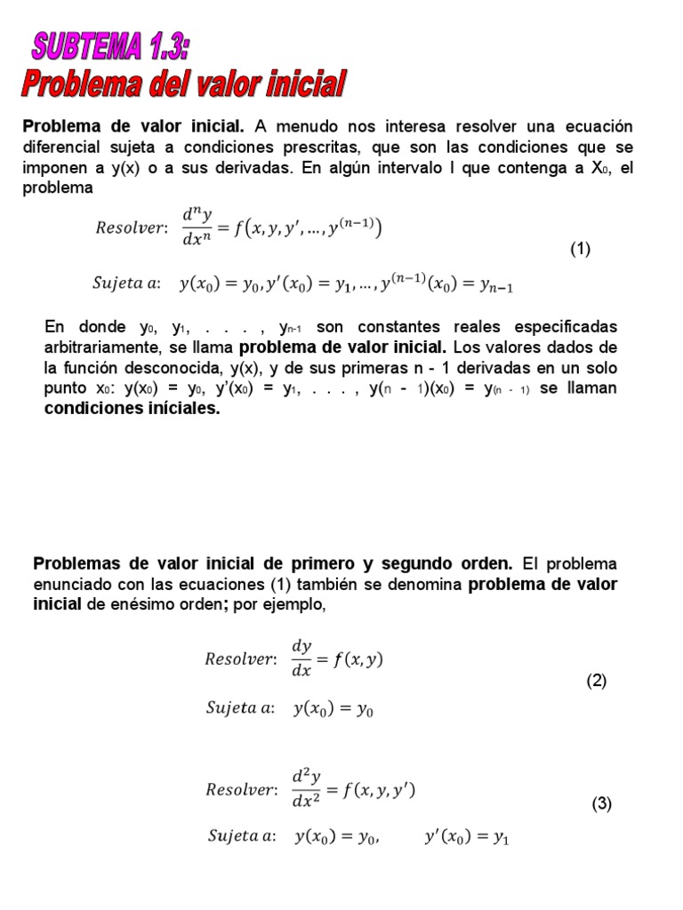 Tema 1.3. Problemas de Valor Inicial | Ecuaciones | Derivado