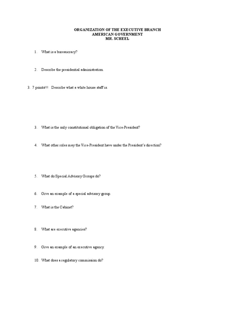 Executive Branch Structure Explained | PDF