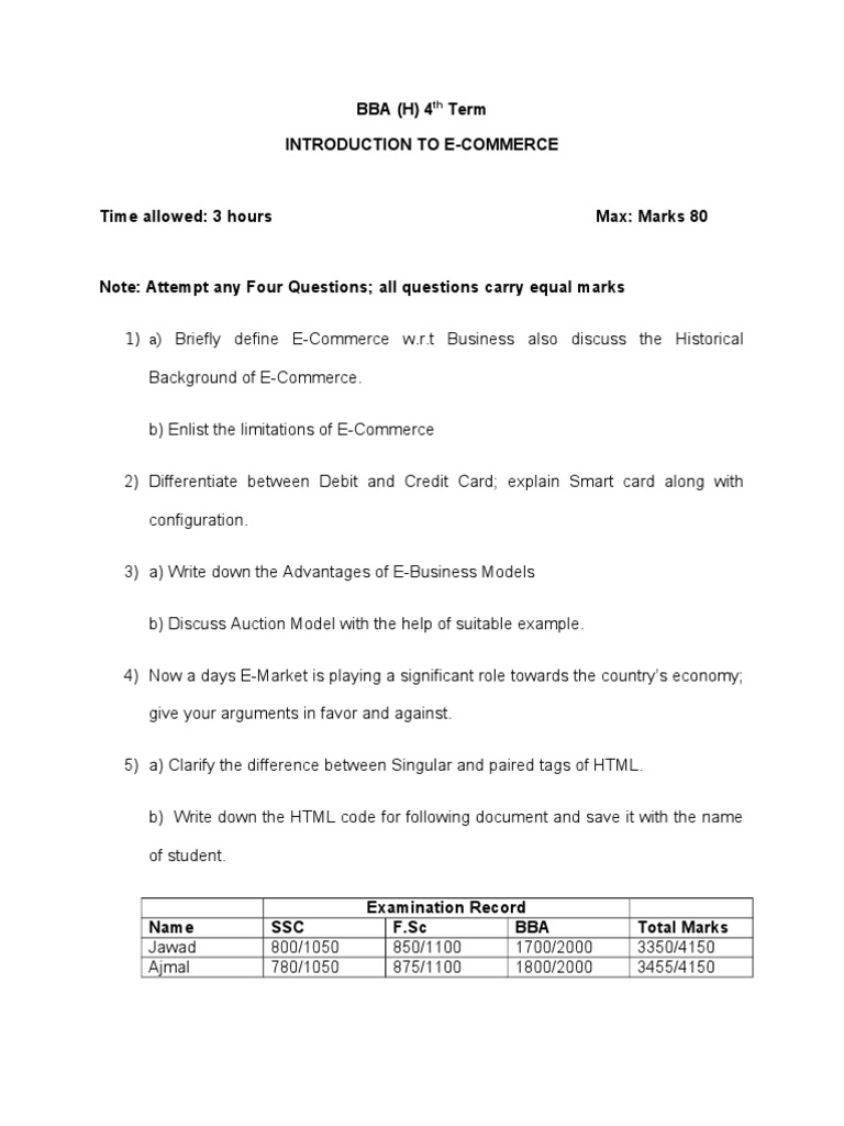 E-Commerce Concepts and Models Exam Guide | PDF