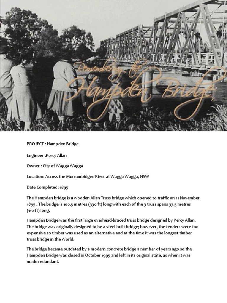 Hampden Bridge For Structures | PDF | Truss | Civil Engineering