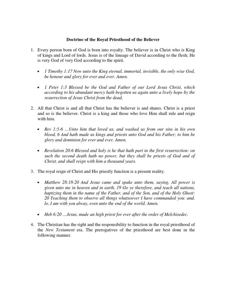 Royal Priesthood of Believers Explained | PDF | God The Father | Grace ...