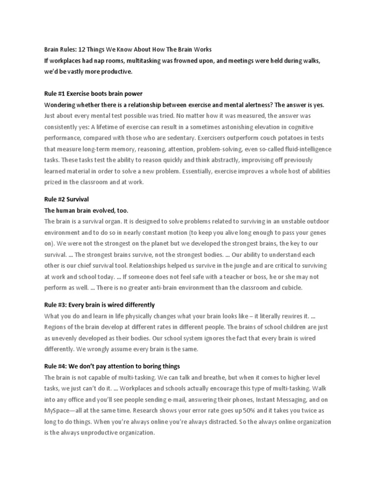 Brain Rules | PDF | Memory | Recall (Memory)