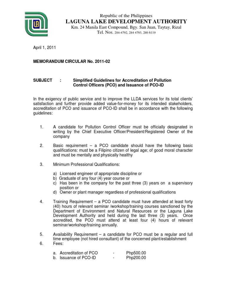 LLDA - MemorandumCircular No 2011-02 | PDF | Business | Government