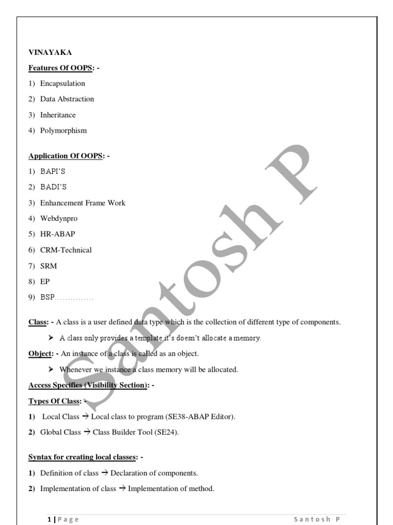 Ooabap Notes With Programs Pdf Class Computer Programming