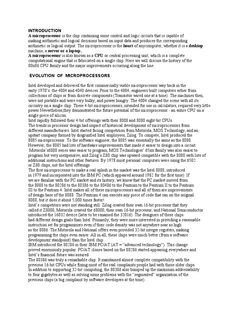 Evolution of MP | PDF | Microprocessor | Central Processing Unit