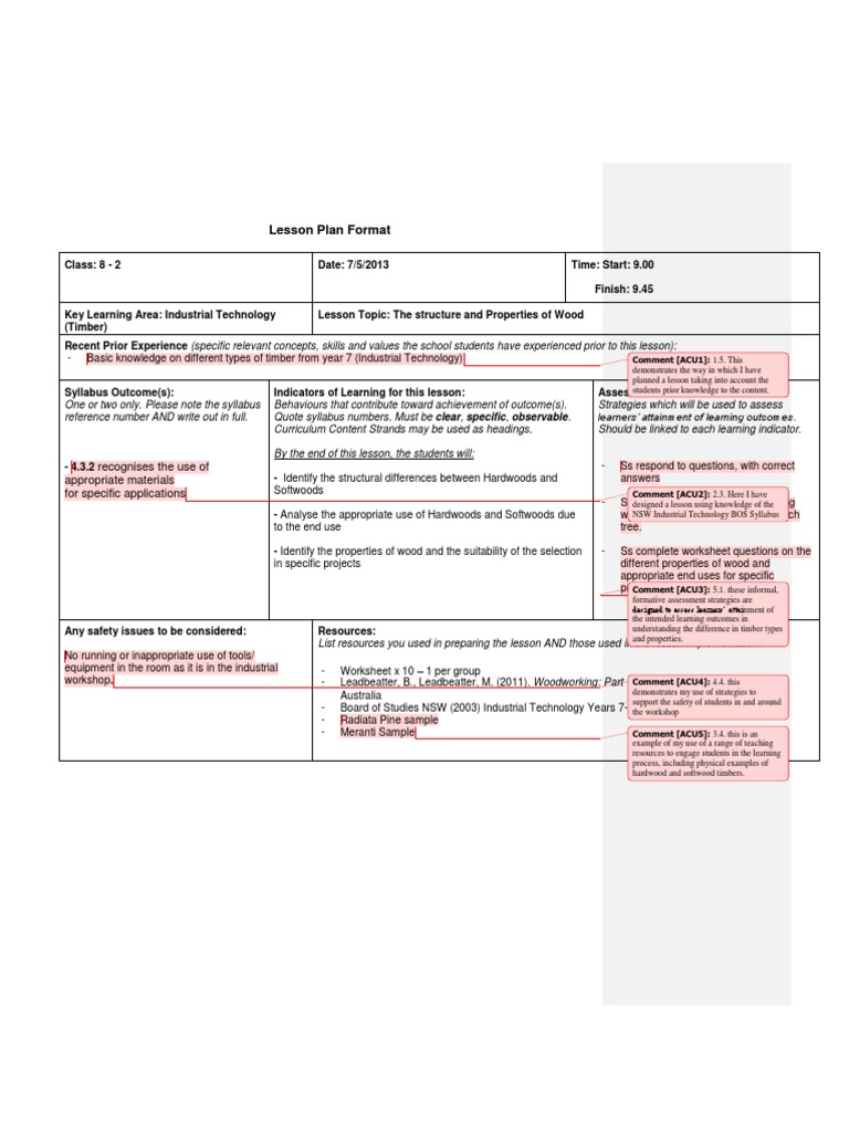 Lesson Plan - Wood Annotated | Download Free PDF | Hardwood | Wood