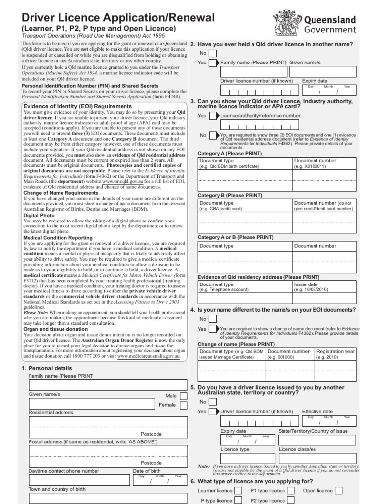 driving license second form qld | Driver's License | Identity Document