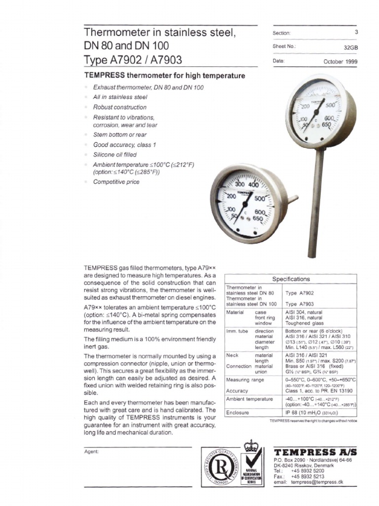 Tempress Pyrometer | PDF | Thermometer | Stainless Steel