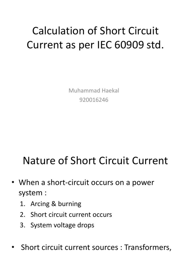 Calculation of Short Circuit Current As Per IEC60909 | PDF | Electrical ...