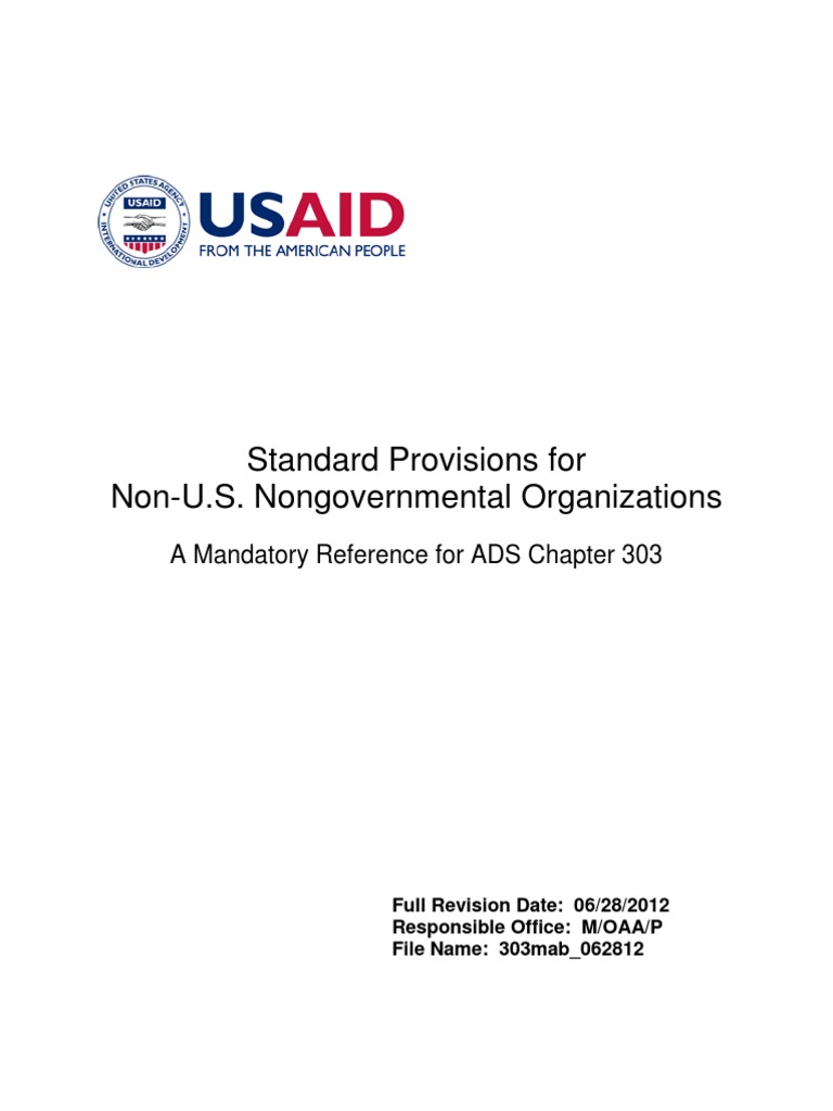 Standard Provisions For Non Us Non Government Organisations | PDF ...