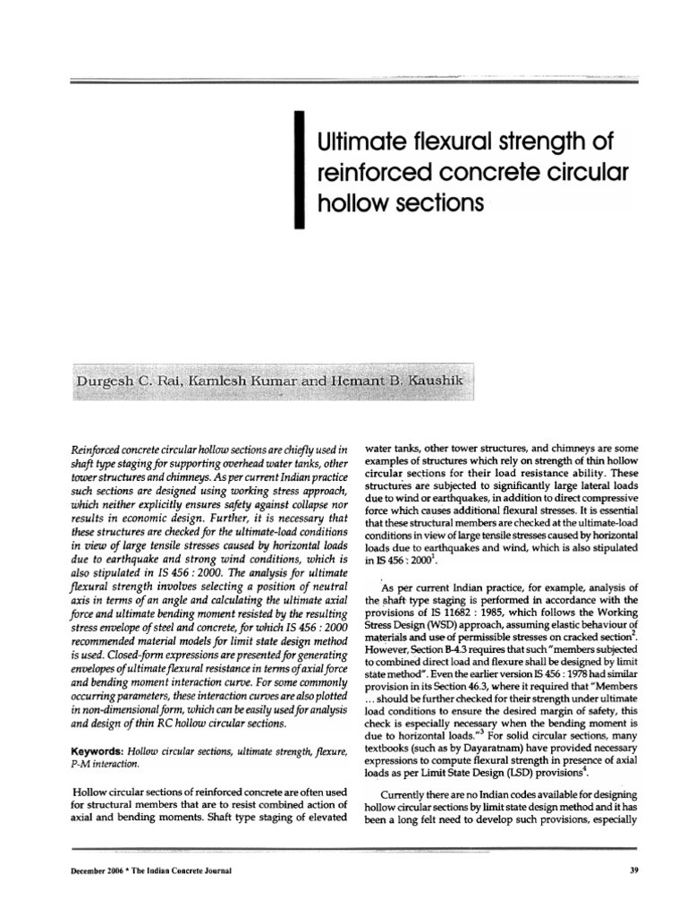 Ultimate Flexural Strength Hollow Sections | PDF | Strength Of ...