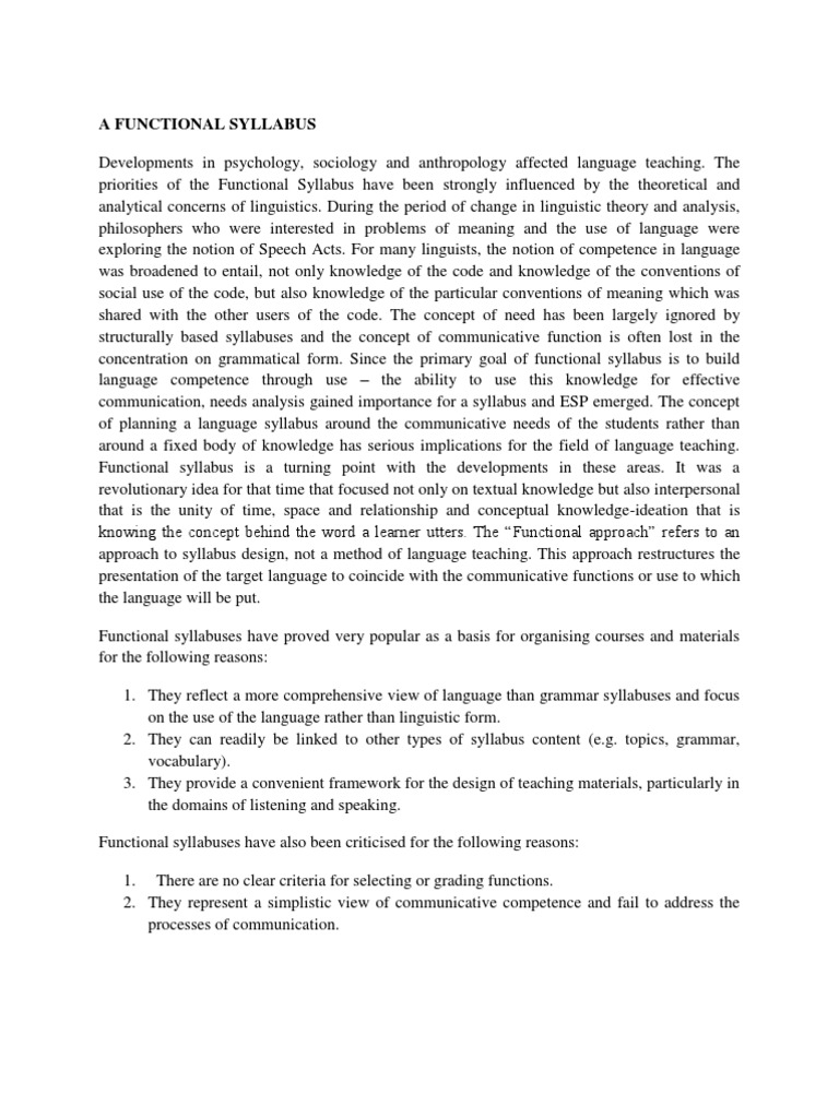 A Functional Syllabus | PDF | Language Education | Linguistics