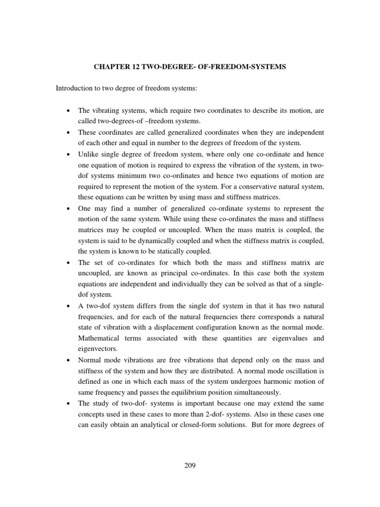 Vibration of Two Degree of Freedom System | PDF | Normal Mode | Eigenvalues And Eigenvectors