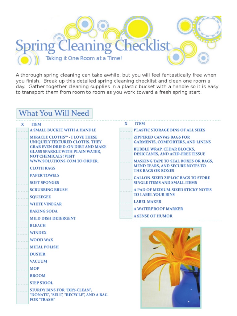 Spring Cleaning Checklist Designed | PDF | Curtain | Vacuum Cleaner